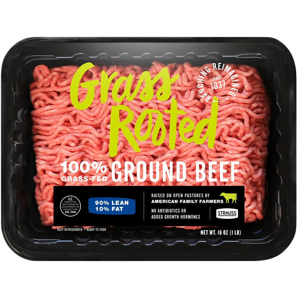 90 Lean Grass Fed Ground Beef Strauss Brands